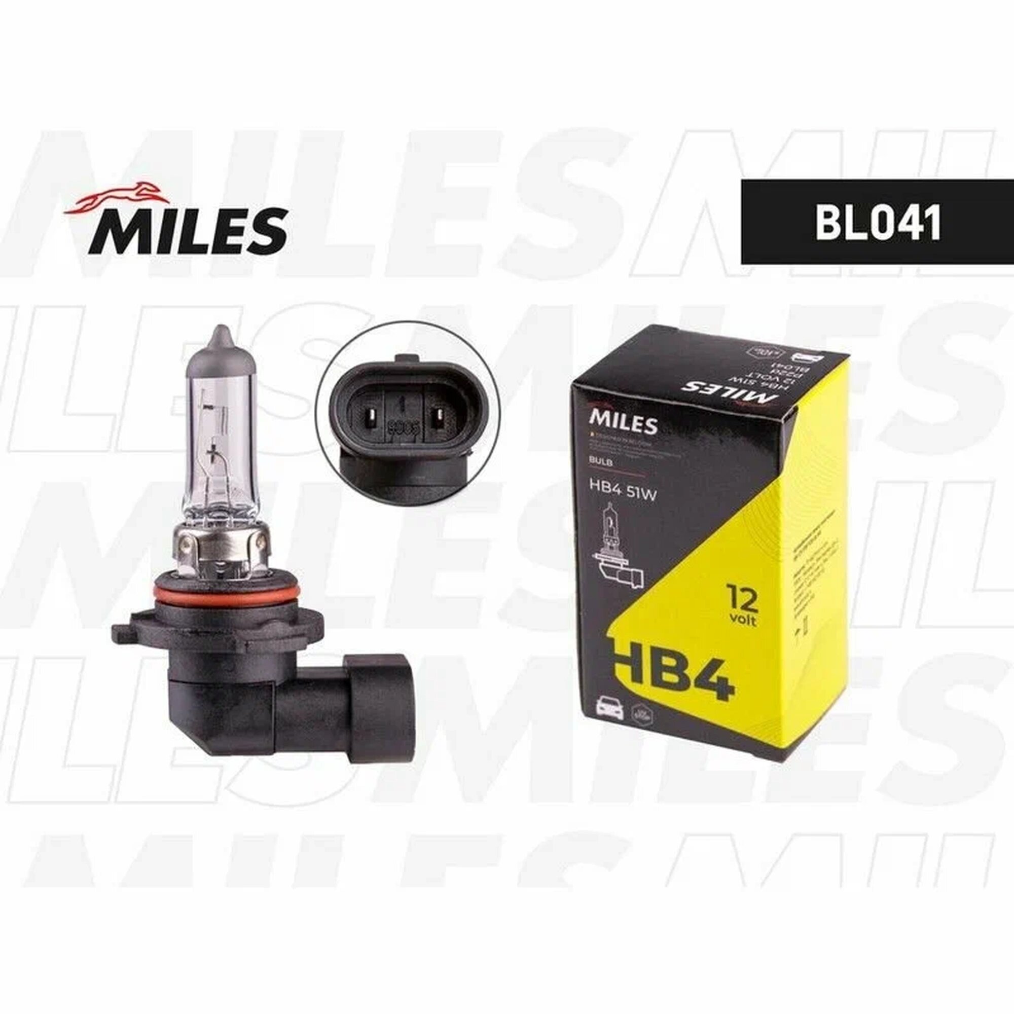 Лампа галогеновая головного света MILES BL041, HB4, P22d, 12V, 51W (1 шт.)