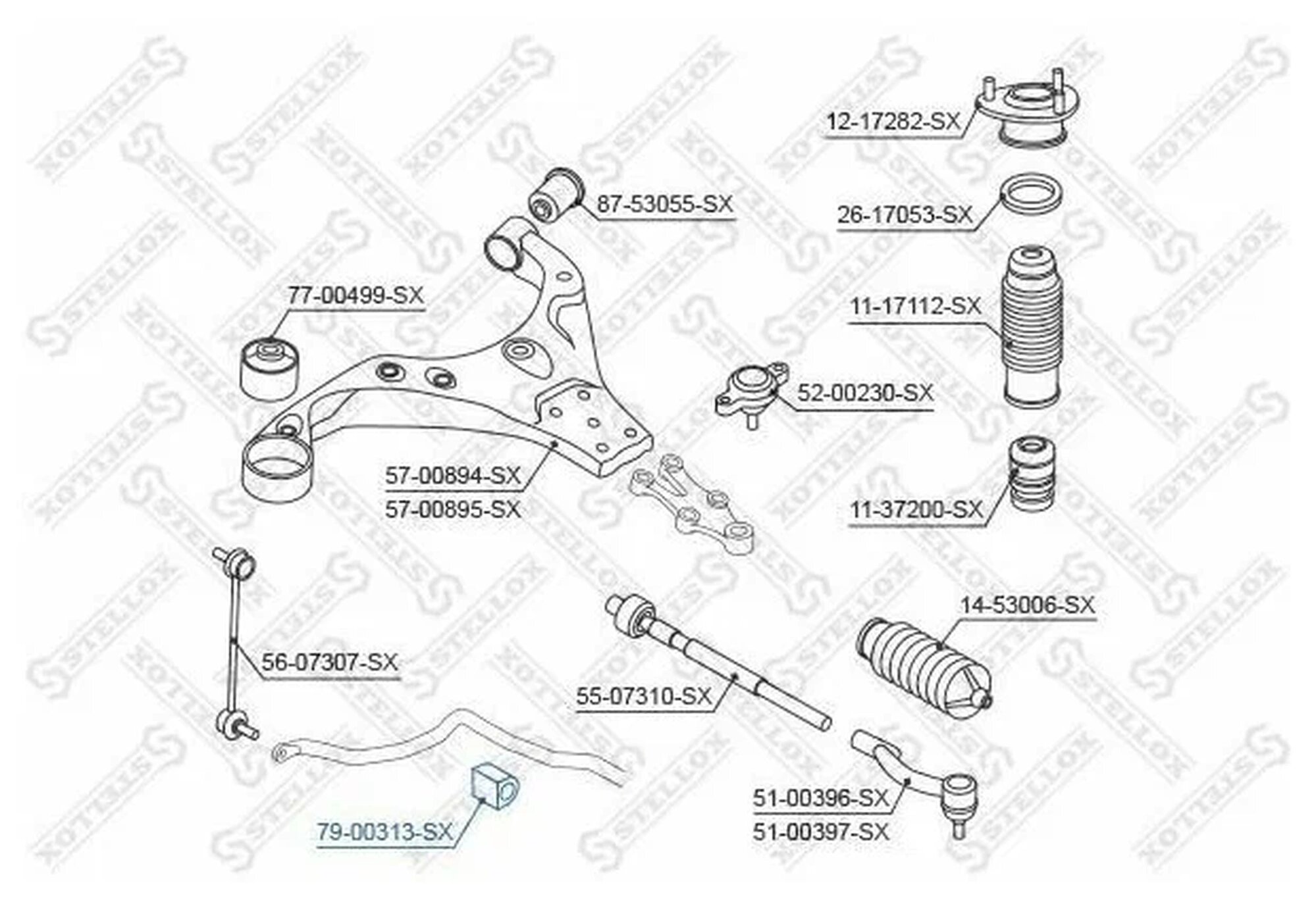 Втулка стабилизатора переднего! Hyundai i30 1.6 07>, STELLOX 7900313SX