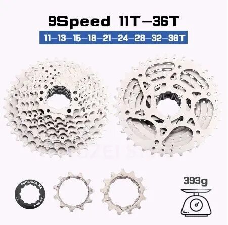 Кассета для горного велосипеда SUNSHINE 9 скоростей 11-36T совместимая с Shimano