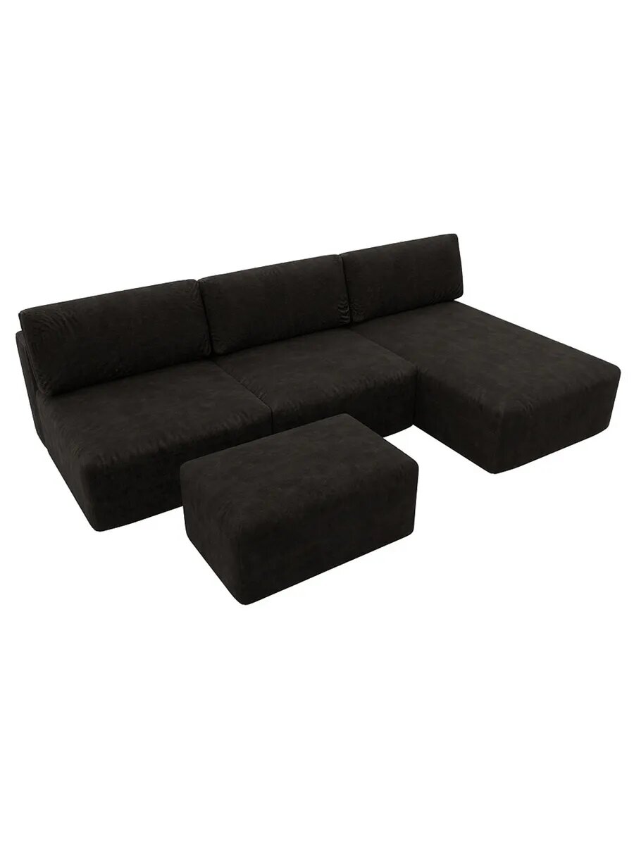 Диван угловой с пуфом из модульного набора Лего, с ящиком для белья, велюр