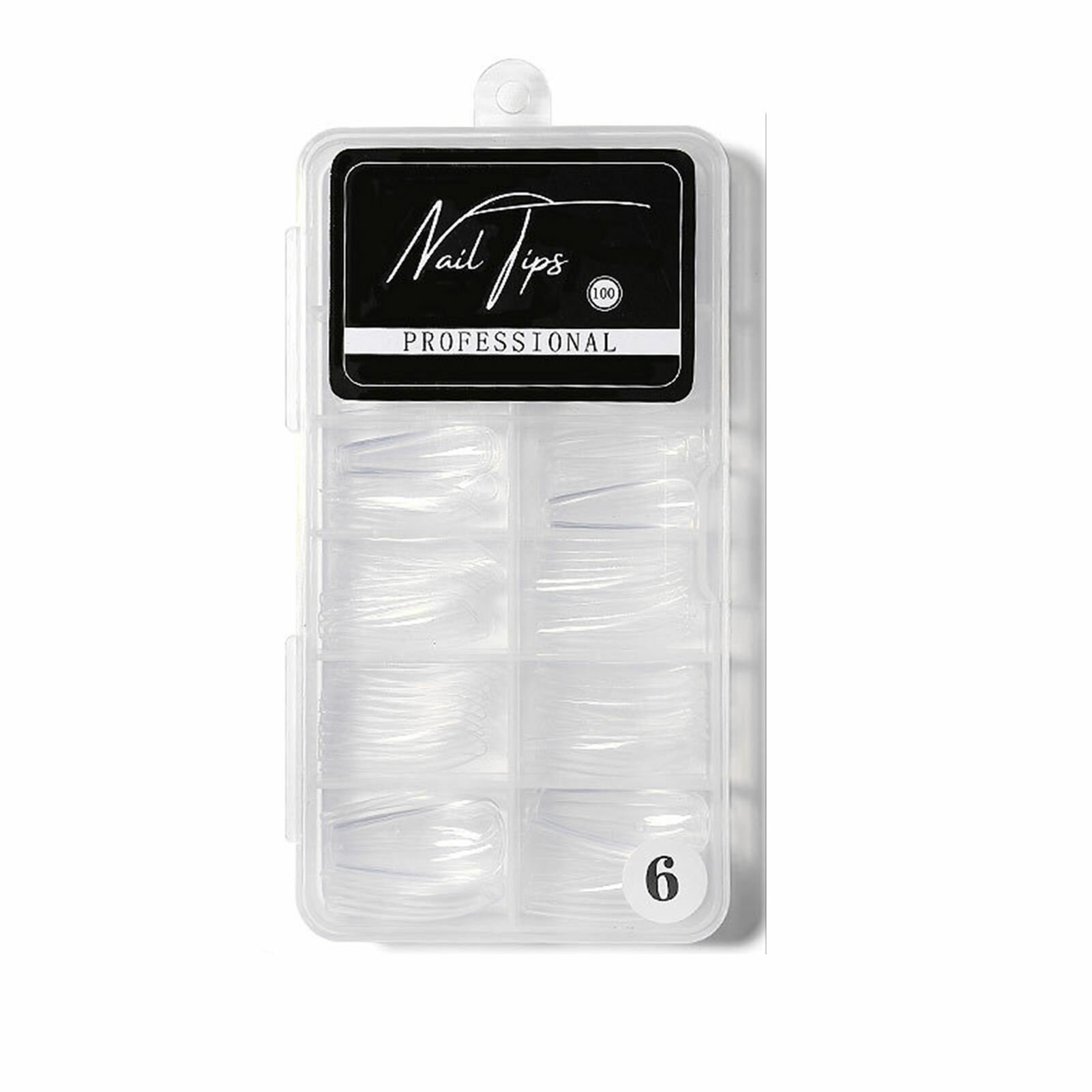 100 шт. накладных ногтей, прозрачные акриловые типсы, полное покрытие, полупокрытие, искусственные ногти в форме гроба, типсы для ногтей балерины для салонов красоты и самостоятельного создания дизайна ногтей