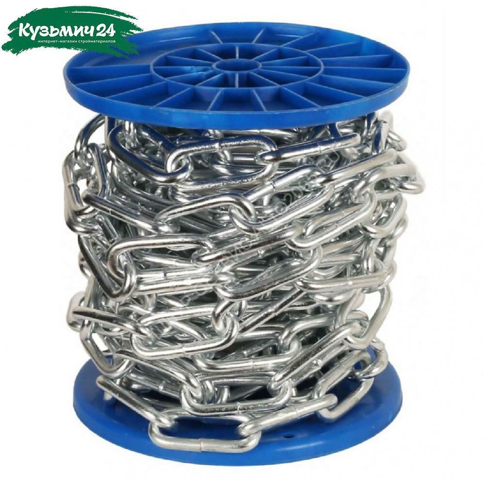 Цепь 10 мм DIN 763, длинное звено, разрывная нагрузка 4000 кгс, на отрез от 1 м