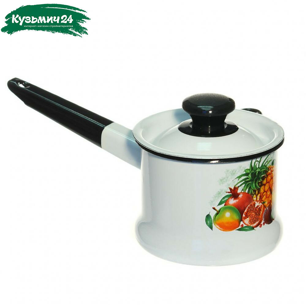 Ковш КМЗ 1л эмаль с крышкой 139402