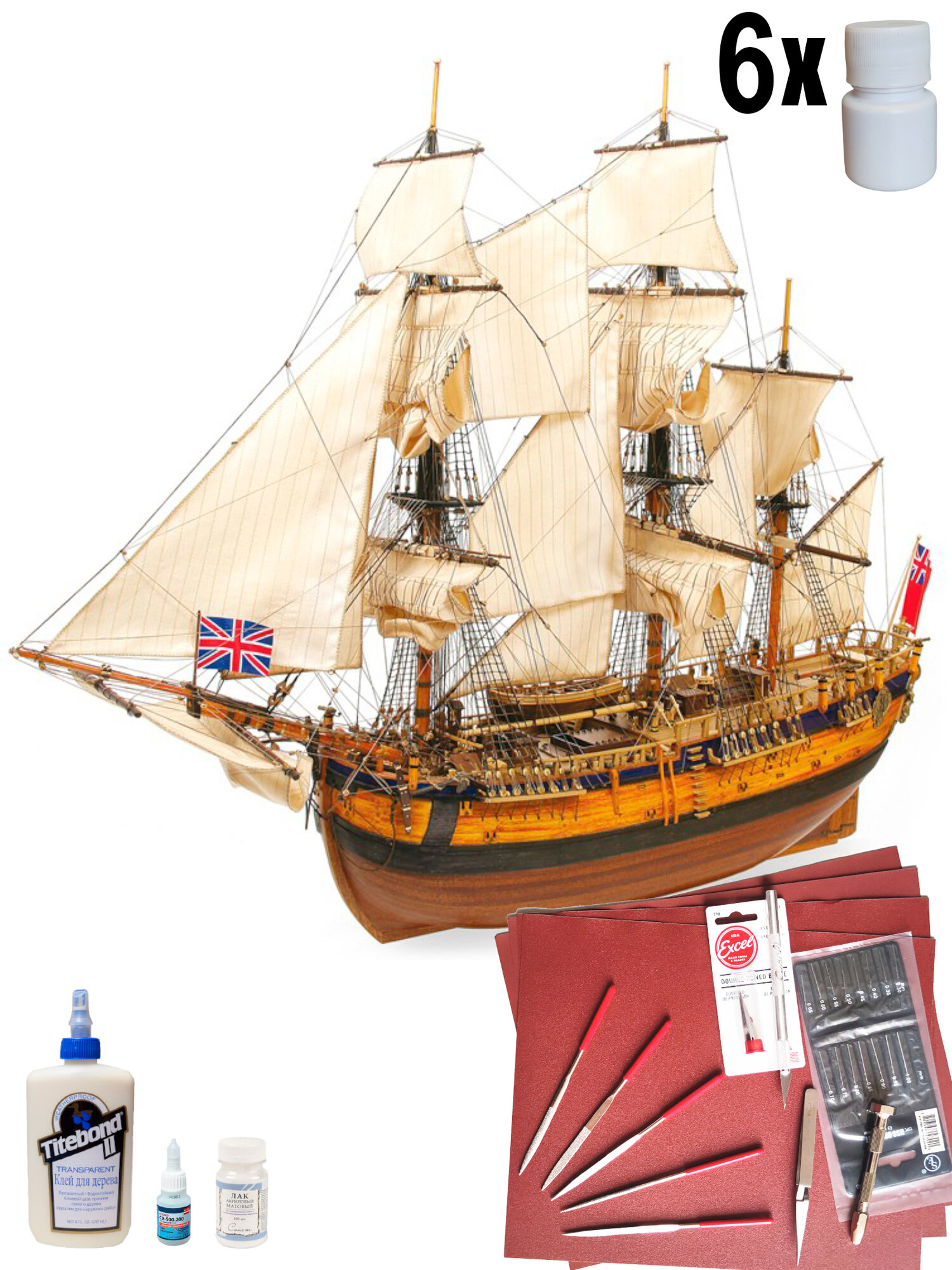 Барк Endeavour, модель парусного корабля OcCre, 650 часов, М.1:54, подарочный набор, инструменты, краски, лак, клея