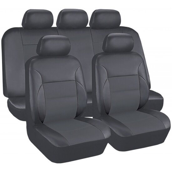 Авточехлы Kraft "LUXURY", экокожа, серые