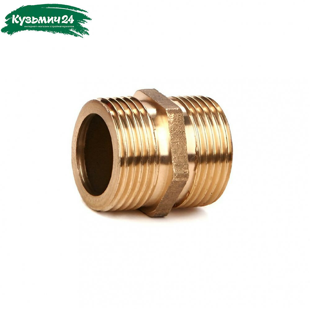 Ниппель резьбовой, Elsen 2"-2", НР-НР, равнопроходной, латунь никелированная