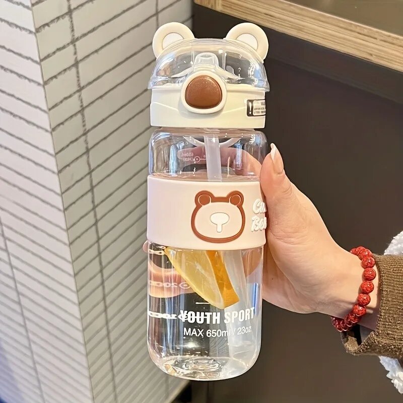 Бутылка для воды детская, 650 мл, с трубочкой, White