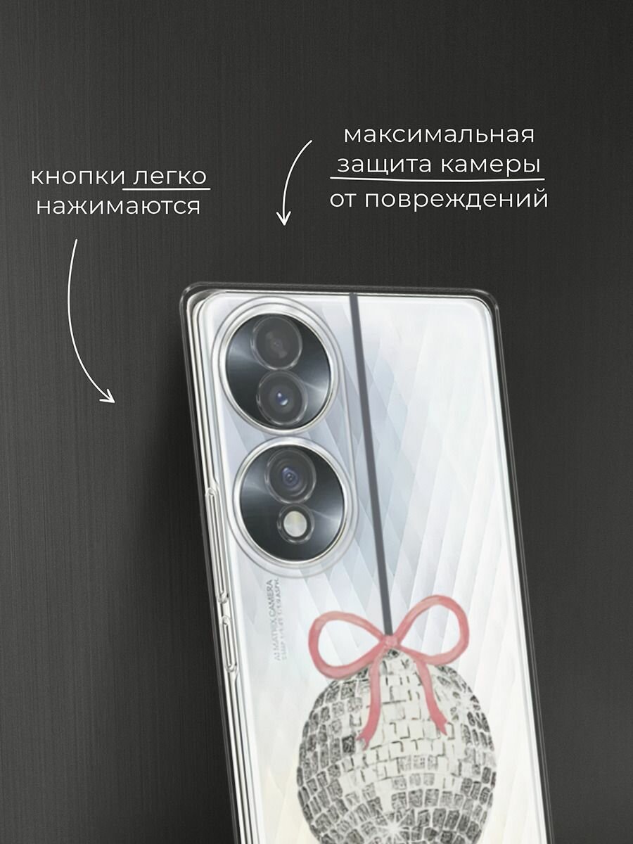 Чехол на Honor 70 / Хонор 70 с принтом Новогодний диско шар, прозрачный — фото 1