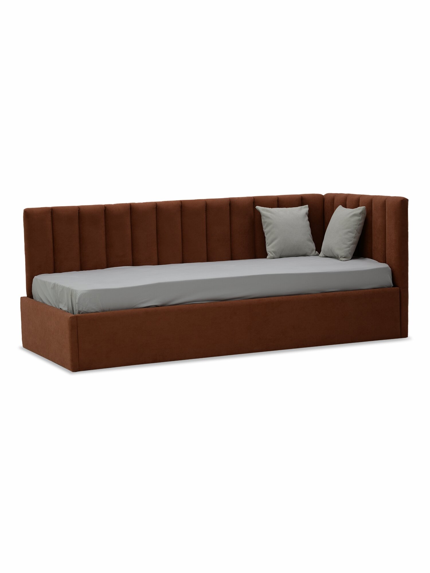 Односпальная кровать Эспо 90х200, с подъемным механизмом, велюр оранжевый