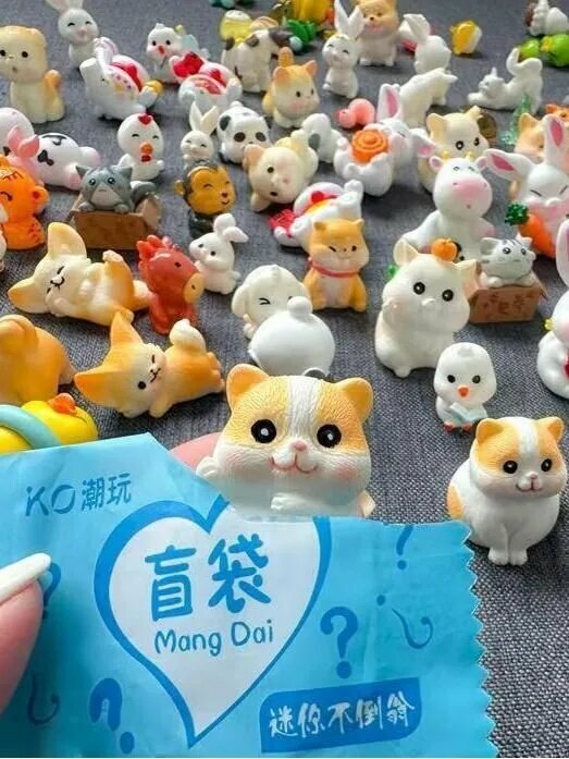 50 шт/Милые животные в слепой упаковке / Нежные фигурки зверушек из смолы для подарка