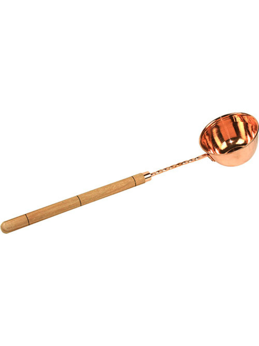 Черпак для бани суши веник "Добрыня", медный, с деревянной ручкой, 400 мл, 55 см