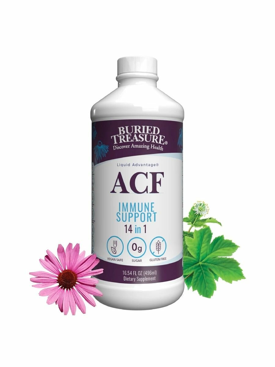 Поддержка иммунитета с витамином С, цинком, бузиной, эхинацеей 496 мл ACF повышенной силы 14 в 1