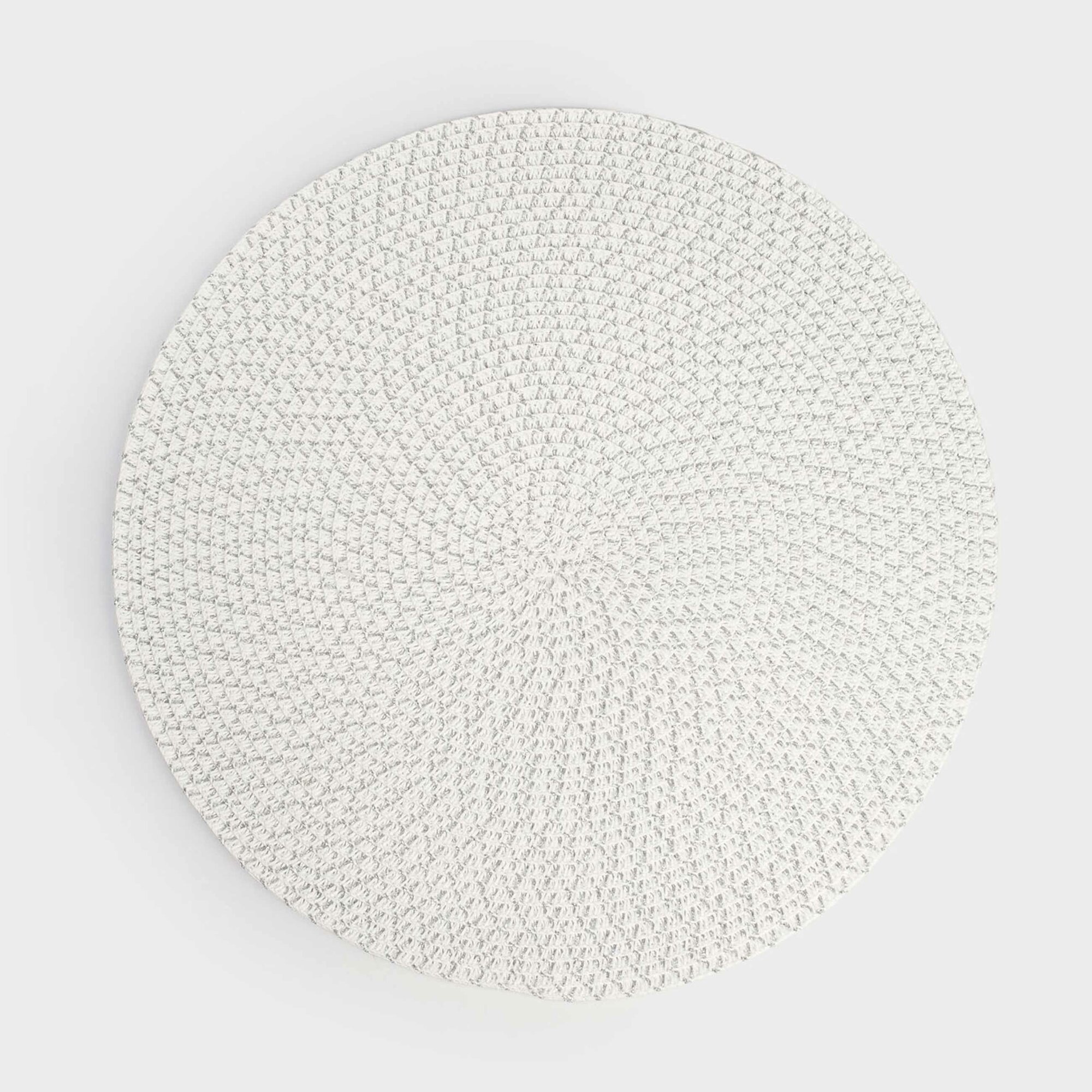 Салфетка под приборы, 38 см, целлюлоза/ПЭТ, круглая, серебристо-белая, Straw