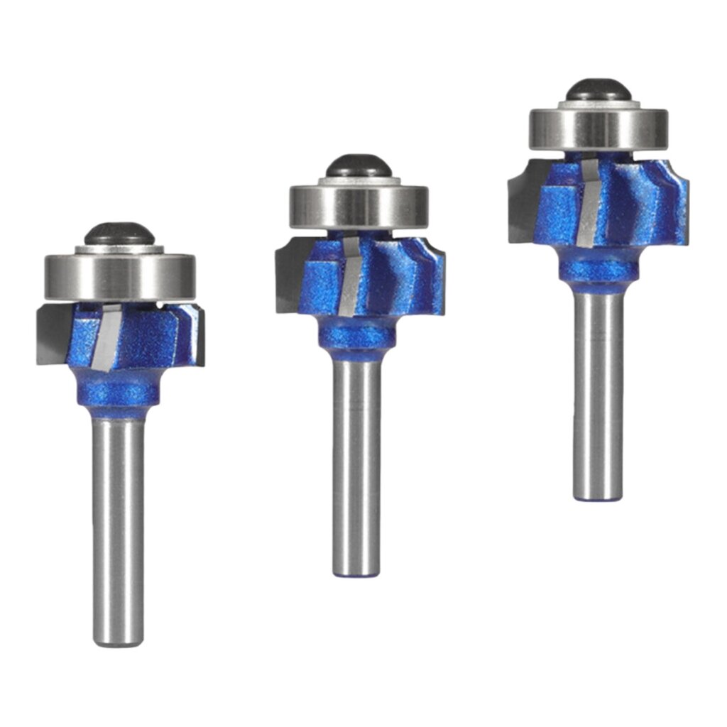 Набор из 3 круглых фрез с четырьмя канавками и хвостовиком 8 мм для высокоскоростной резки деревянных досок и ламината