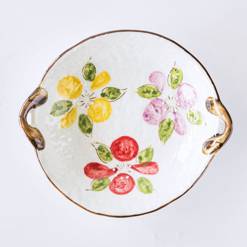 Японская импортная посуда Mino, ручная роспись, винтажная тарелка с двумя ушками, старинный японский стиль, тарелка для карри и риса, десертная тарелка