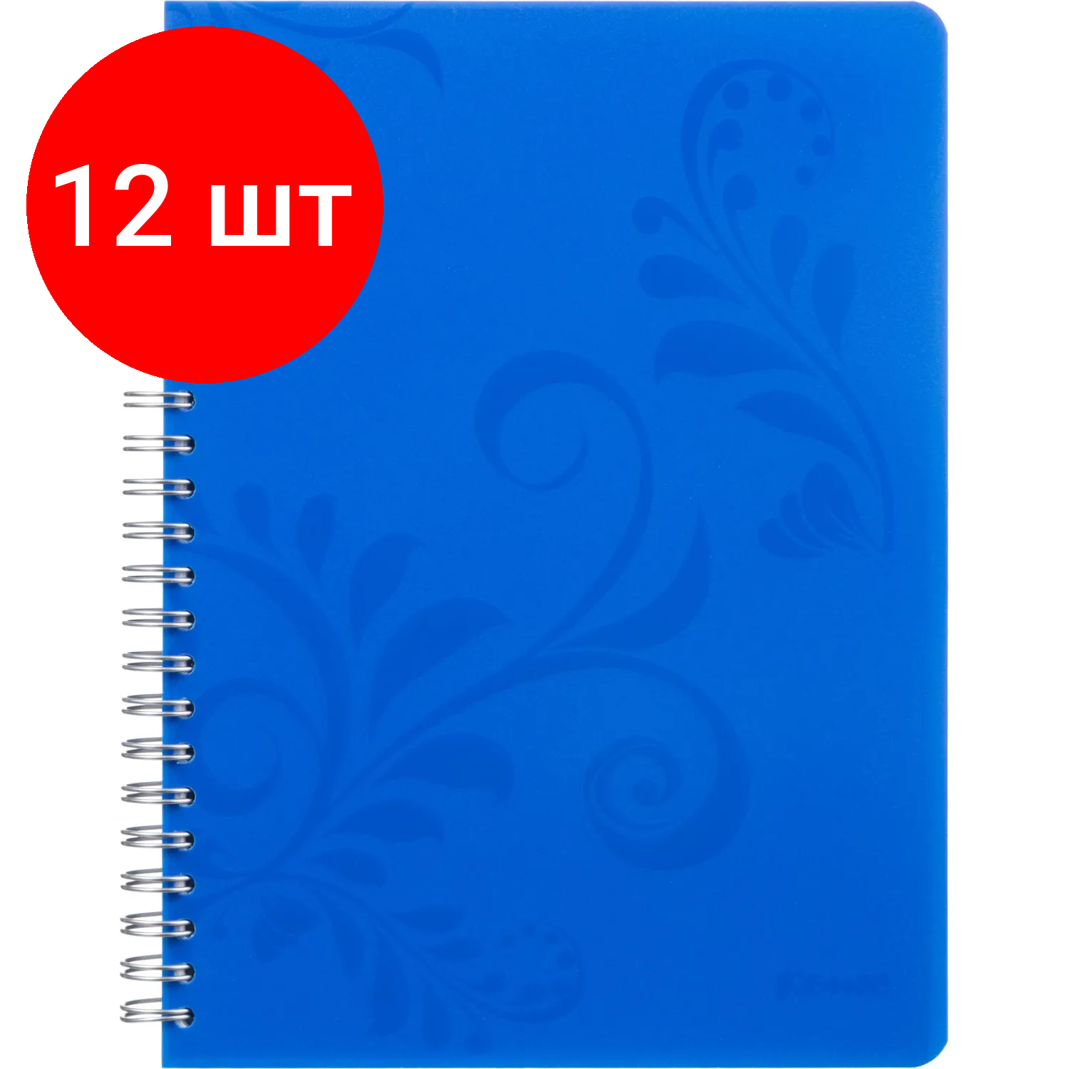 Комплект 12 штук, Бизнес-тетрадь Комус Русская серия синий А5 96л. плас. обл. клетка, евро