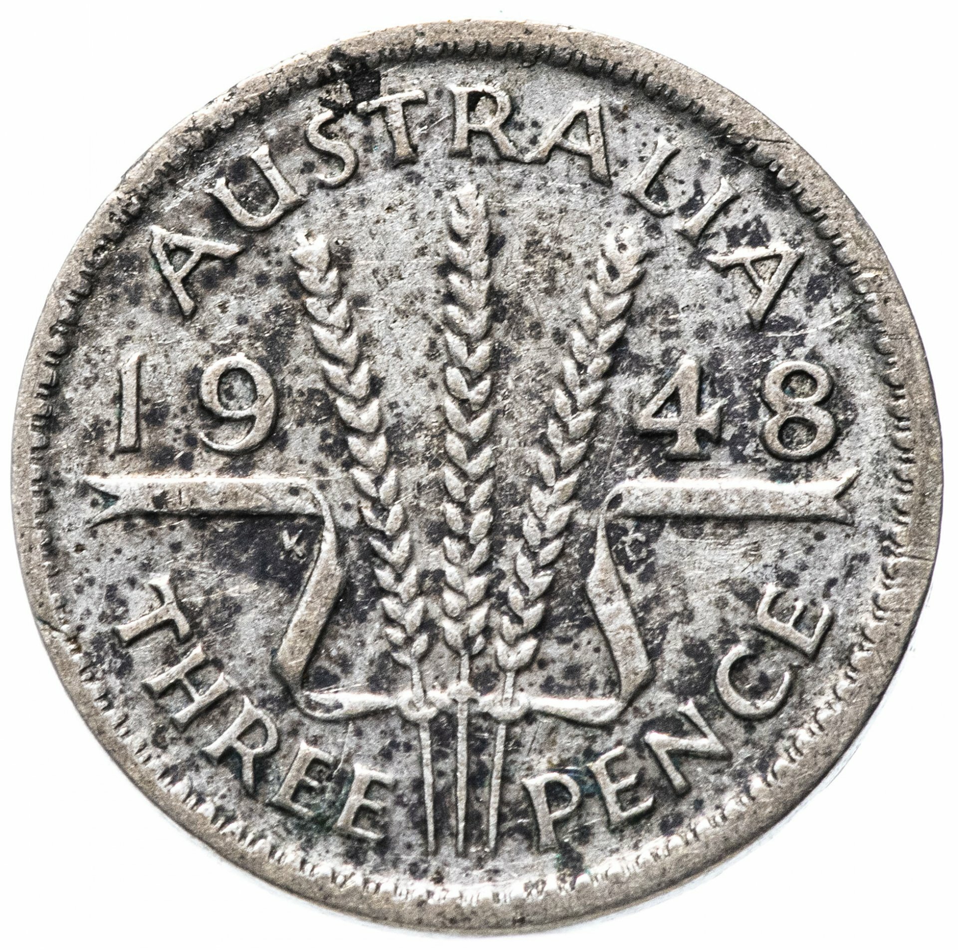 Австралия 3 пенса pence 1947-1948, Серебро 500, в сохранности VF-XF