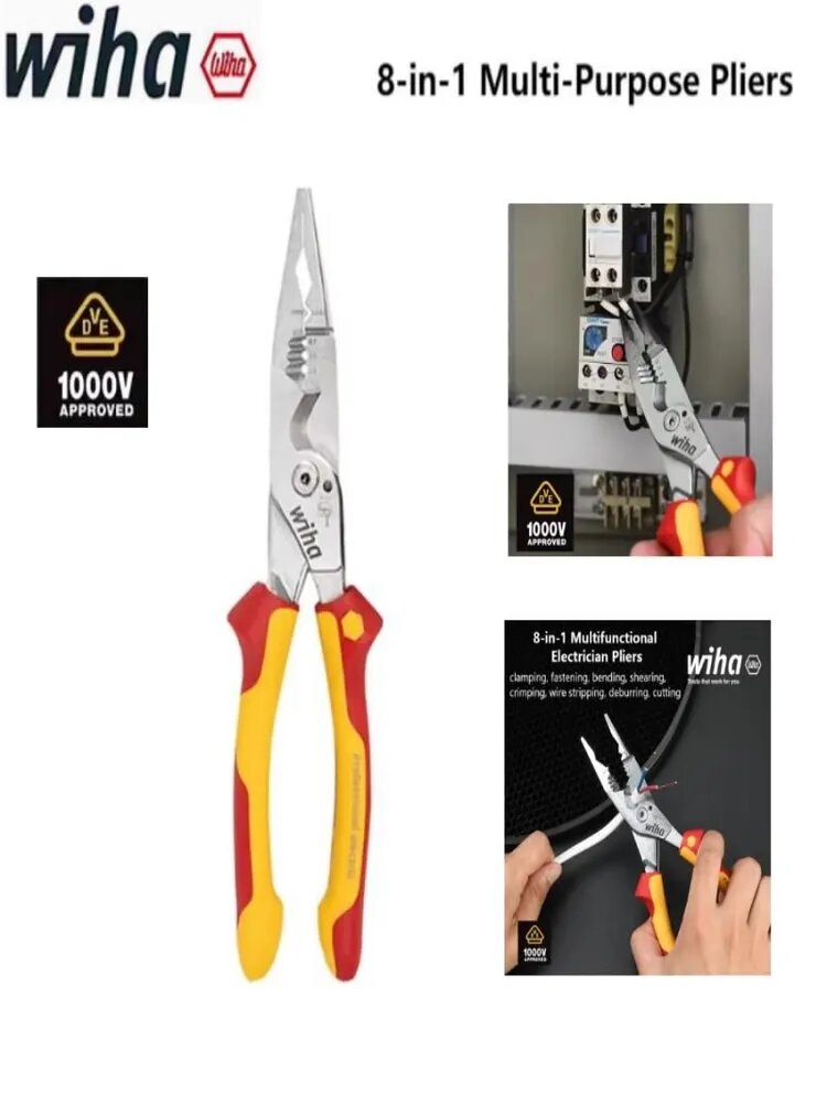 WIHA 45489 изолированные плоскогубцы, 1000 В VDE, инструмент электрика