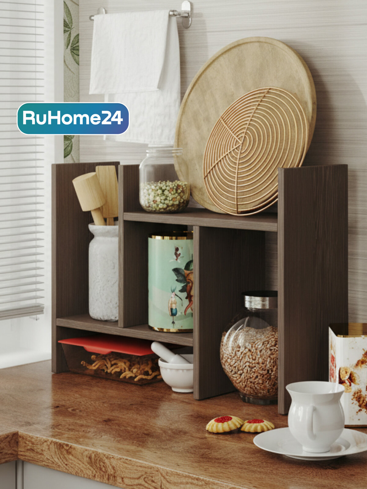 Полка настольная венге RuHome24