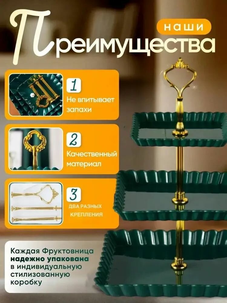 Менажница "Ktv Fruit Dry", свадебный набор, трехслойная, для фруктов — фото 1