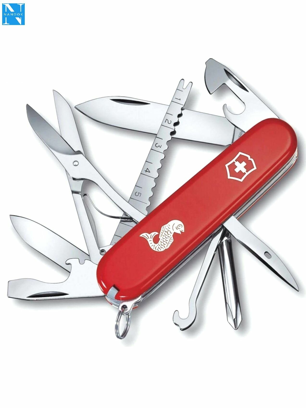 Нож перочинный VICTORINOX Fisherman 1.4733.72, 91 мм, 18 функций, красный