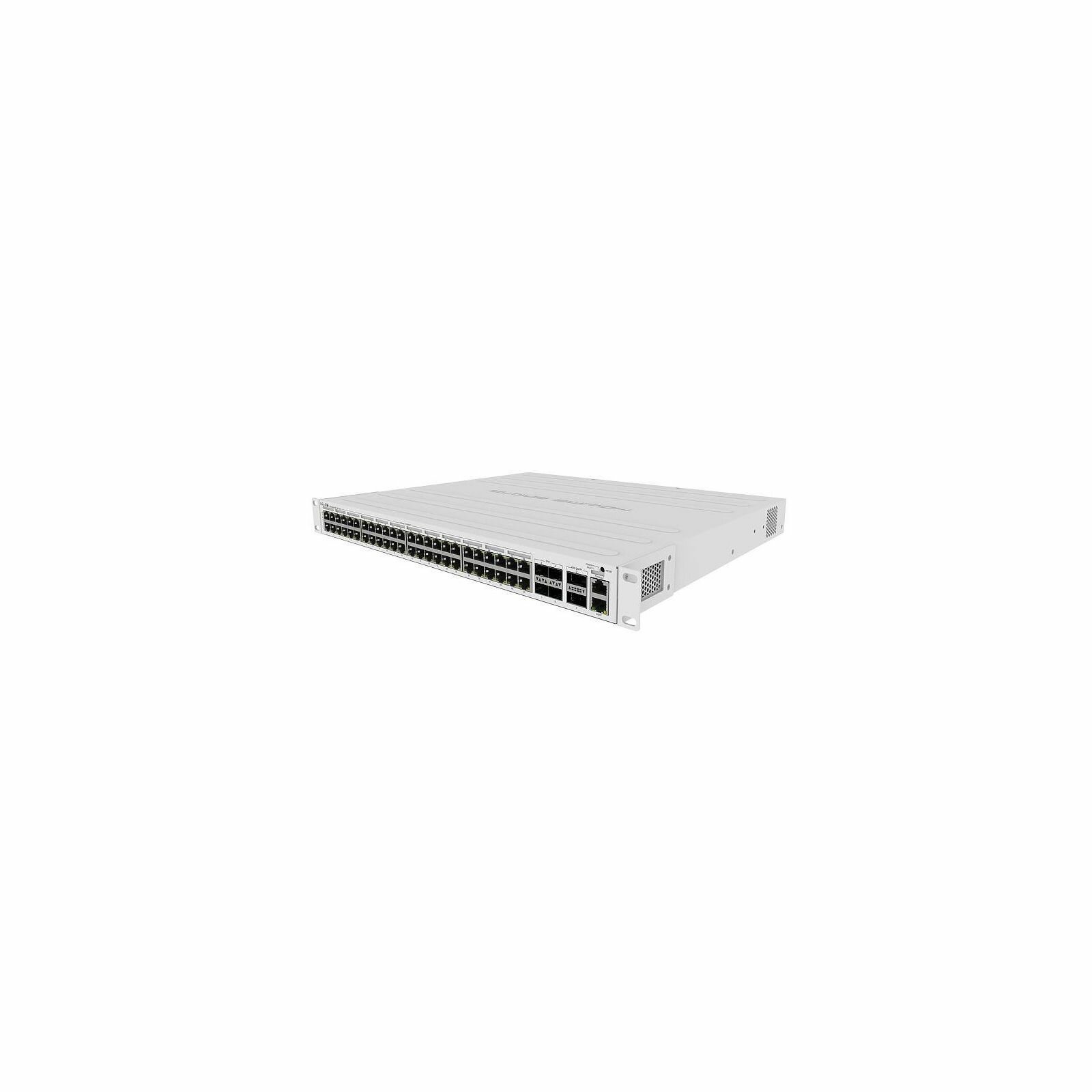 Коммутатор CRS354-48P-4S+2Q+RM Cloud Router Switch 354-48P-4S+2Q+RM with 48 x Gigabit RJ45 LAN (all PoE-out), 4 x 10G SFP+ cages, 2 x 40G QSFP+ cages, RouterOS L5, 1U rackmount enclosure, 750W PSU