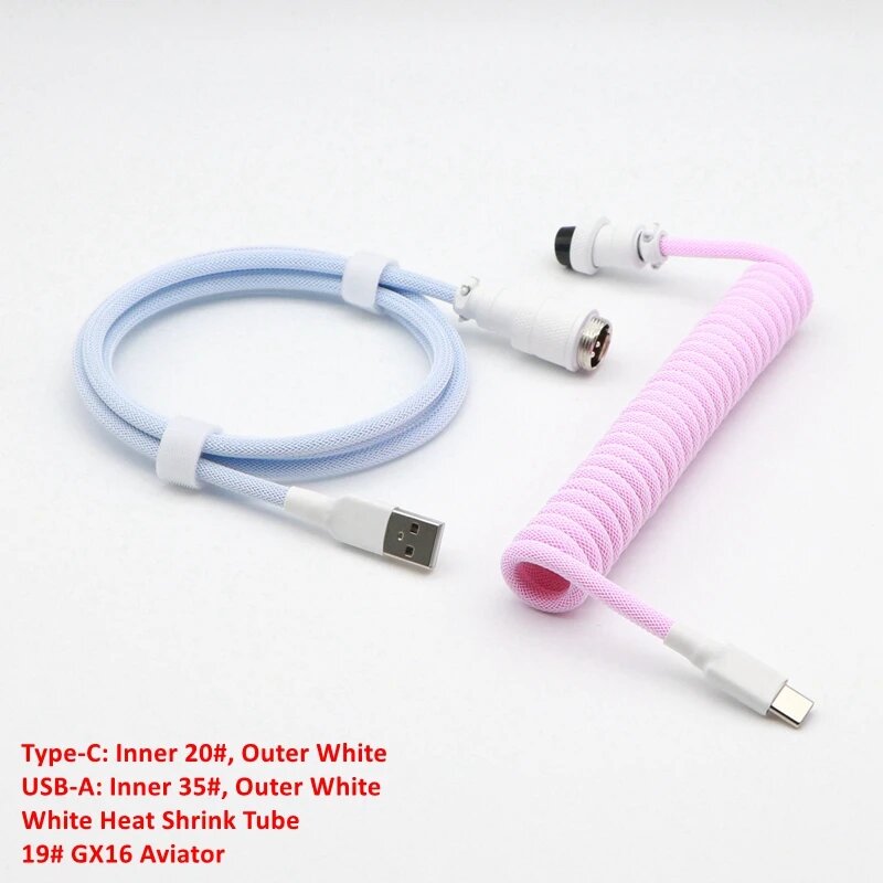 Кабель USB-A - Type-C GX16 Aviator, белый, Type-C 20#, USB-A 35#
