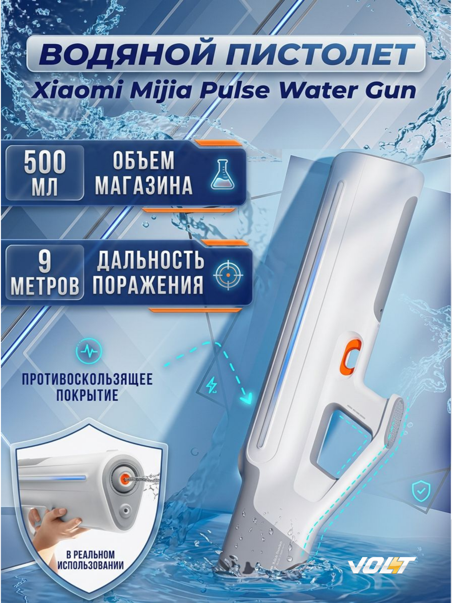 Водяной пистолет "Xiaomi Mijia Pulse", белый, 67,5 см, пластик, для детей от 7 лет