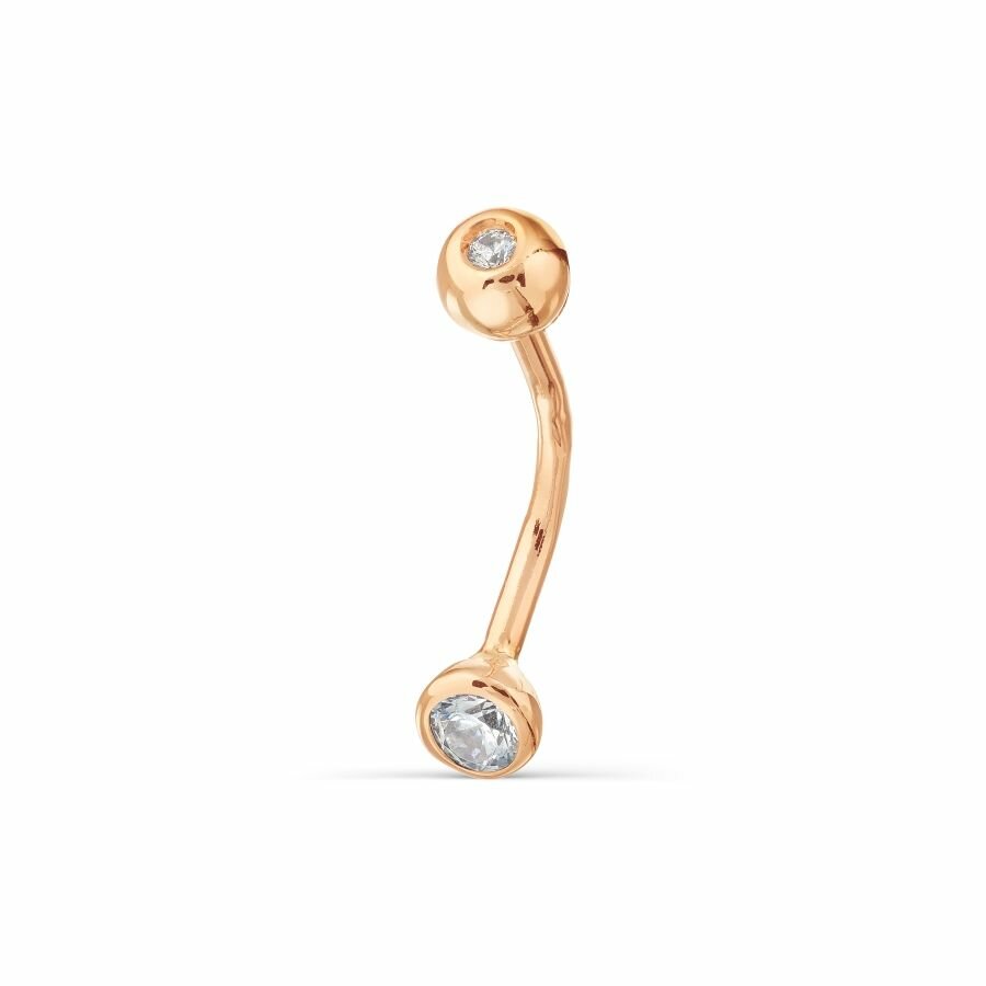 Пирсинг в пупок, красное золото, 585 проба, фианит
