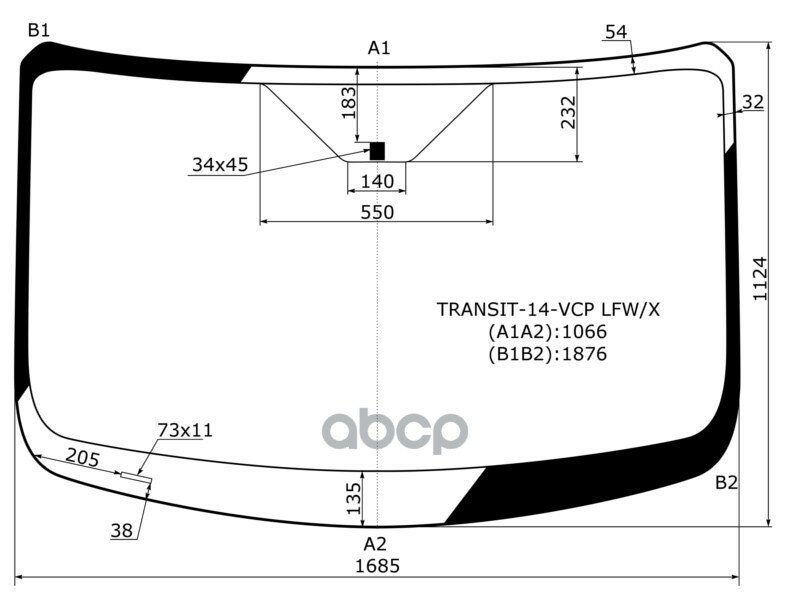 Стекло лобовое (Низкая/средняя крыша) Ford Transit 14-20 XYG арт. TRANSIT-14-VCP LFW/X