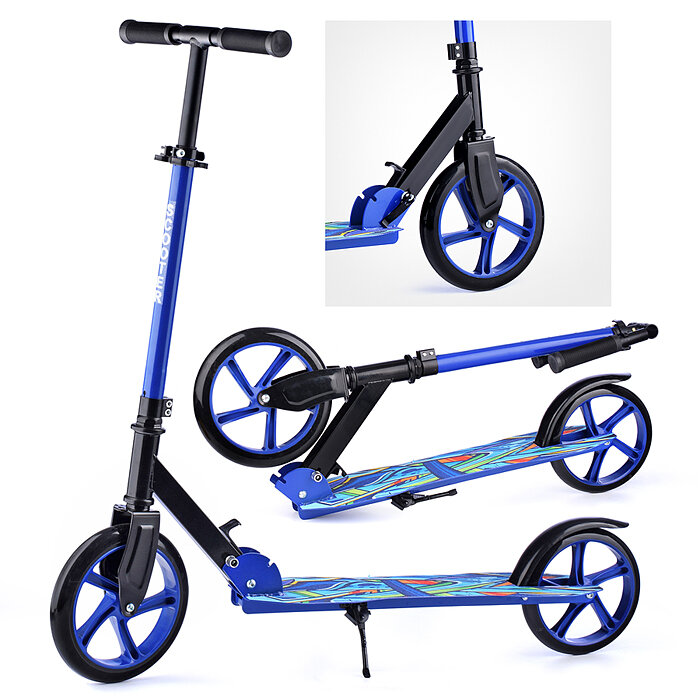 Самокат U037840Y 2-х кол, синий, PU/ 200 мм, ABEC 7, в коробке