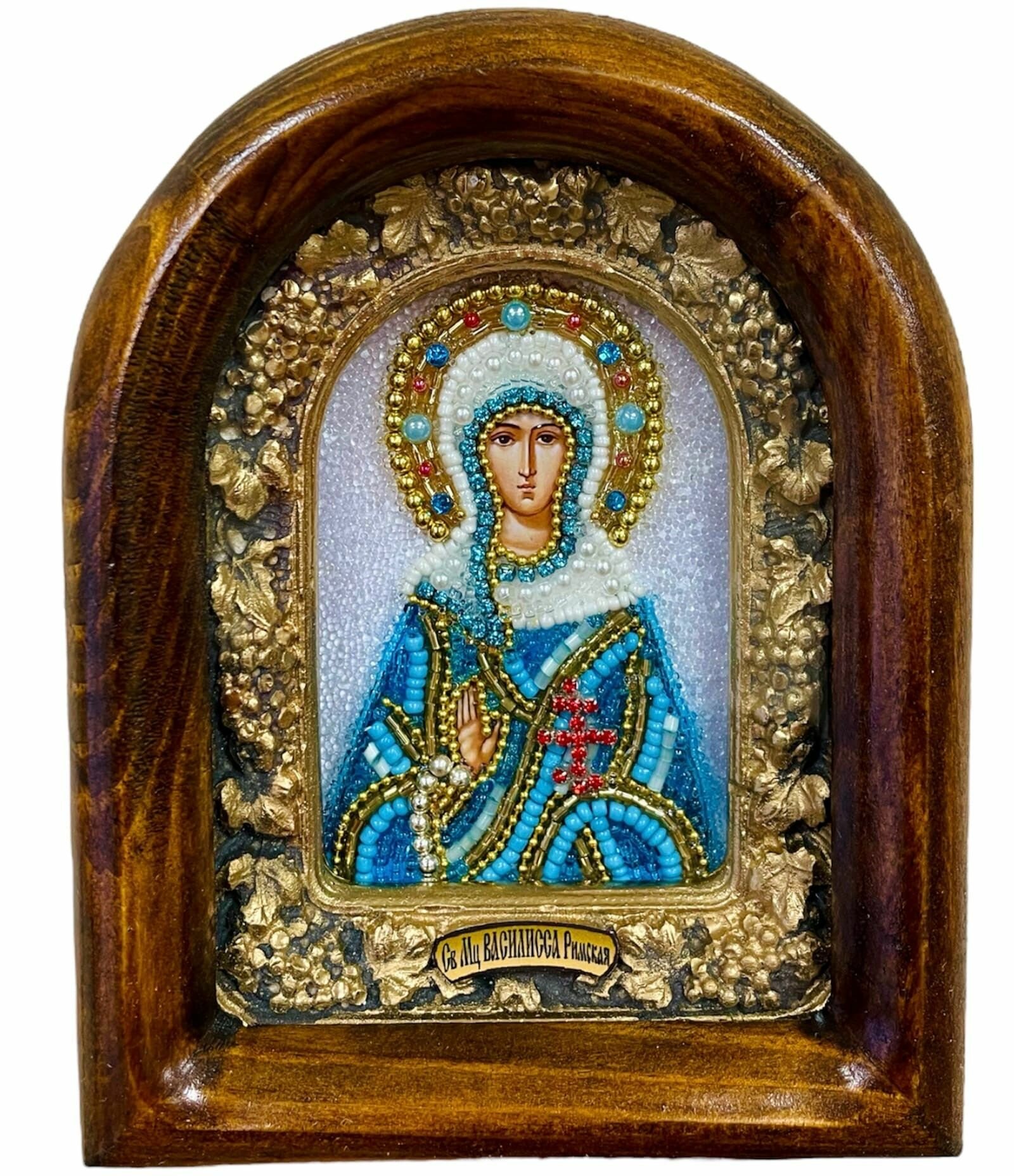 Икона Василисса (Василиса) Римская, Мученица, из бисера, ручная работа, 11х14 см