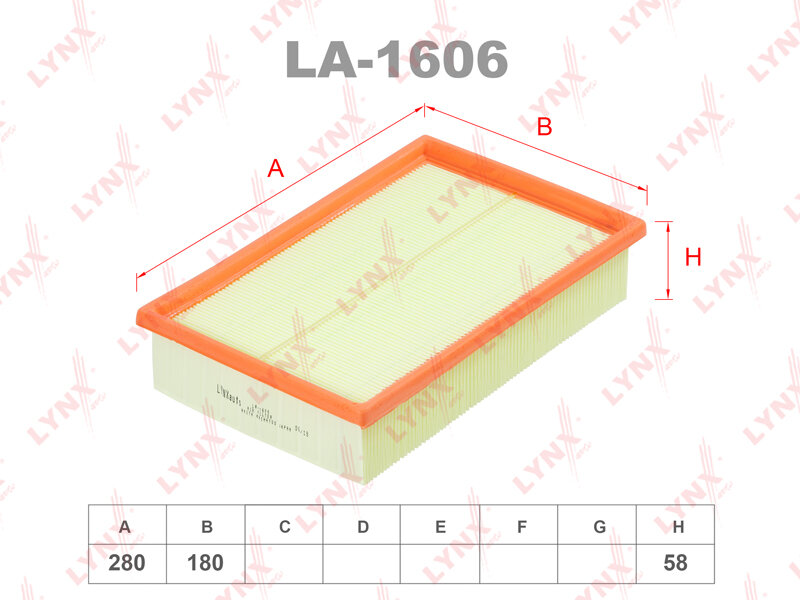 Фильтр воздушный LYNXauto LA-1606. Для: FORD форд Transit(Транзит) 2.0Di-2.4Di 00>
