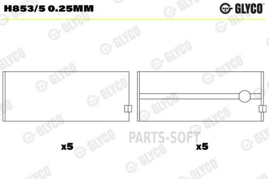 Вкладыши ДВС коренные (к-т) Ford Scorpio, Sierra, Granada 1.8-2.0 -85 Glyco арт. H8535025MM