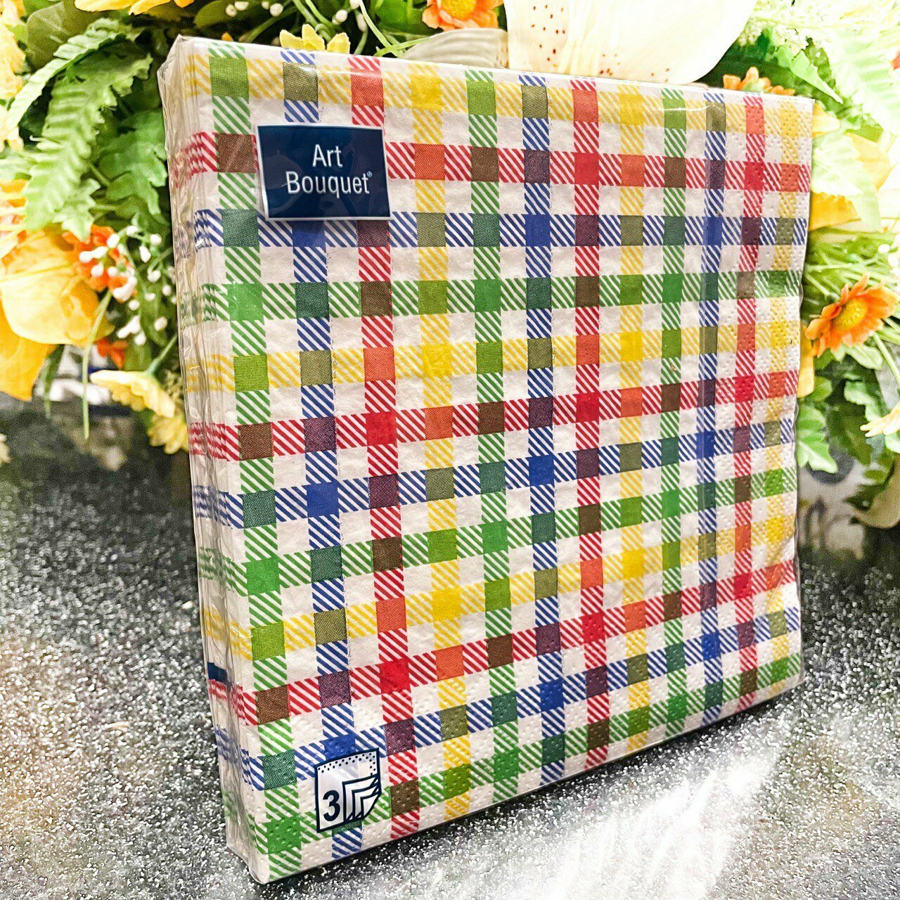 Салфетки бумажные Desna "Цветная скатерть", 33x33 см, с рисунком