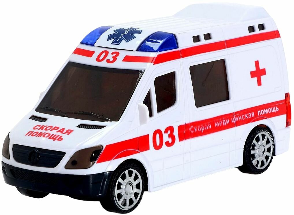 Машинка игрушечная детская "Скорая помощь", со световыми и звуковыми эффектами (русская озвучка), работает от батареек