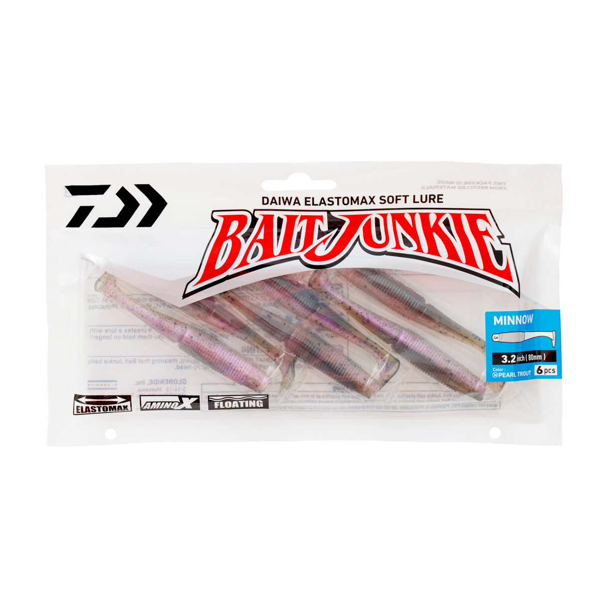 Силиконовая приманка Daiwa Bait Junkie 3.2 Minnow PEARL TROUT (уп. 6 шт)