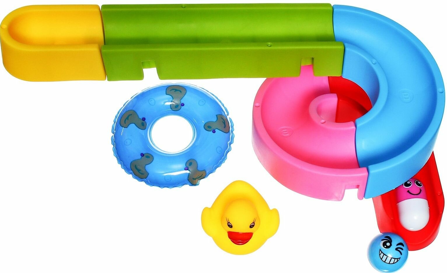Игрушка водная горка "Утиный аквапарк" для игры в ванной, конструктор, набор на присосках для купания