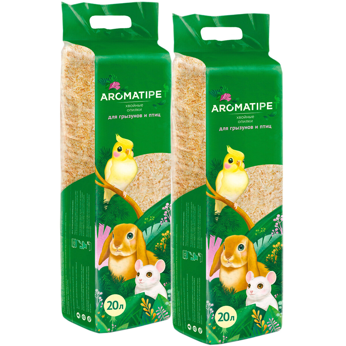 AromatiPet опилки хвойные для грызунов и птиц 20 л (20 + 20 л)