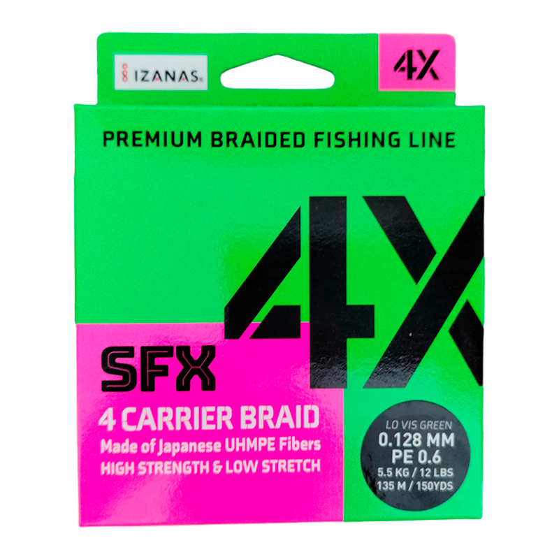 Леска плетеная Sufix SFX 4X 135м зеленая - разрывная нагрузка 5.4 кг, диаметр #0.6 0.128 мм.