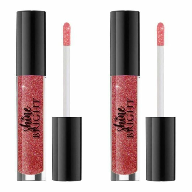 BELOR DESIGN Блеск для губ, Shine bright, тон 011 малиновый, с блестками, 4,3 мл, 2 шт