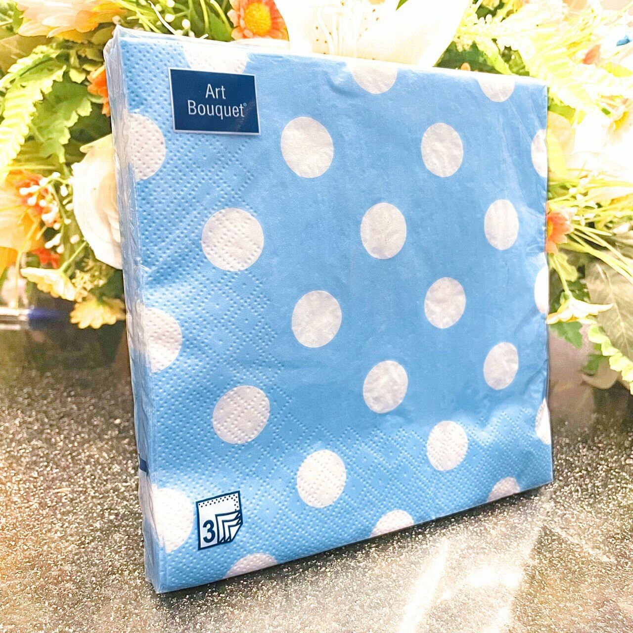 Новогодние салфетки Desna "Голубой горох", целлюлоза, 33x33 см