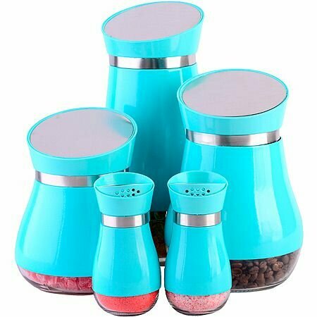 Набор для сыпучих продуктов 5 предметов стекло/нерж/ст MB 31033 KSMB-31033