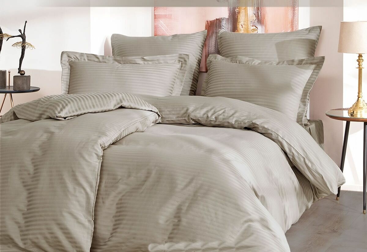 Пододеяльник из страйп сатина 150 х 200 - М - 130 - Теплый металлик 1х1