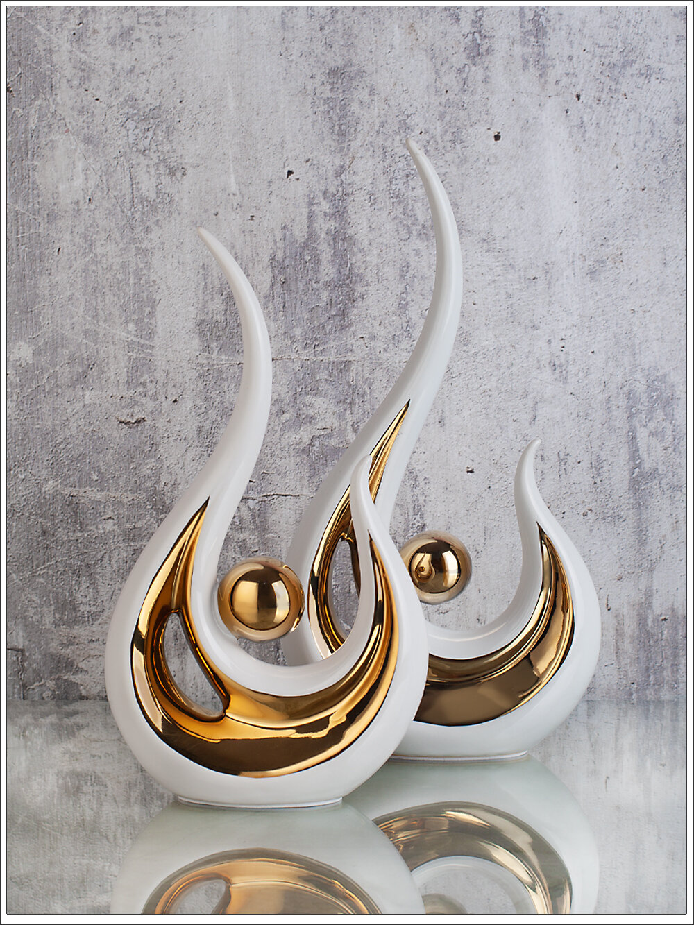 Комплект статуэток жемчужина (бело-золотая малая+ большая)