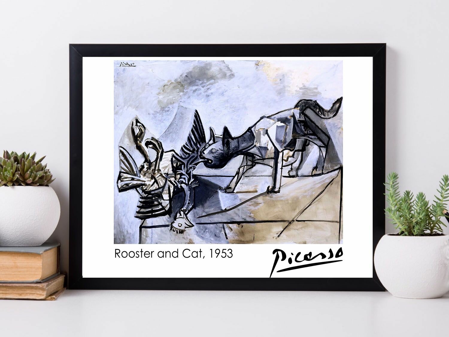 Интерьерный постер Пикассо Петух и Кот / Rooster and Cat, размер А2 (без рамы)