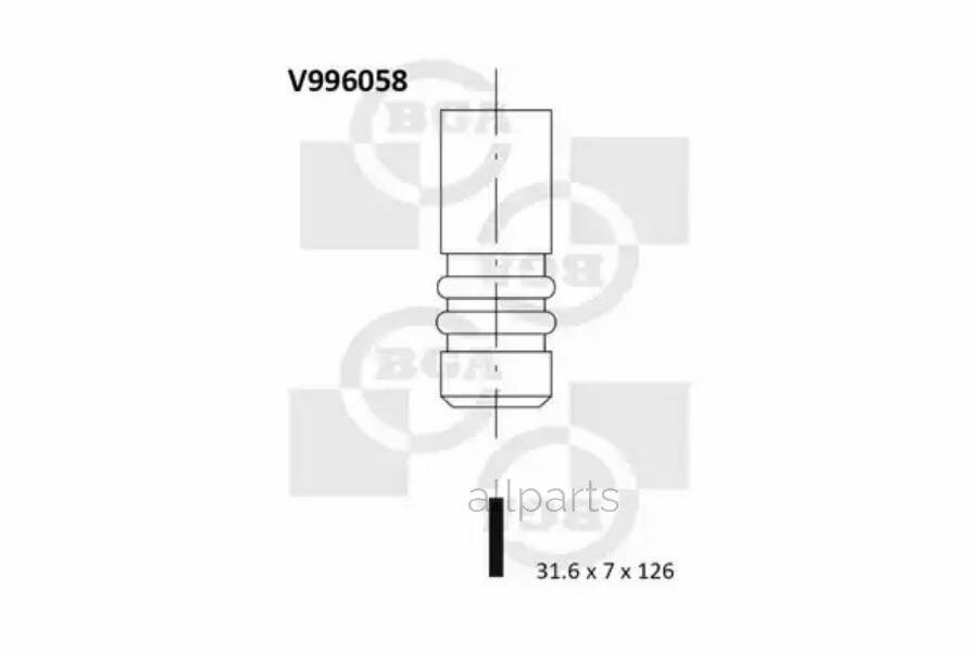 BGA V996058 Клапан двигателя выпускной [126х31.6х7] HYUNDAI TERRACAN / KIA CARNIVAL, GRAND CARNIVAL 99-07 2.9