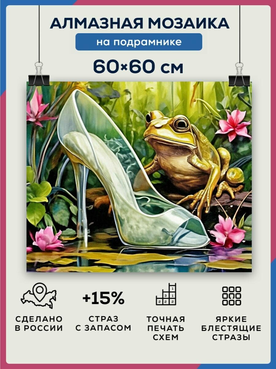 Алмазная мозаика 60x60 Принцесса лягушка на подрамнике