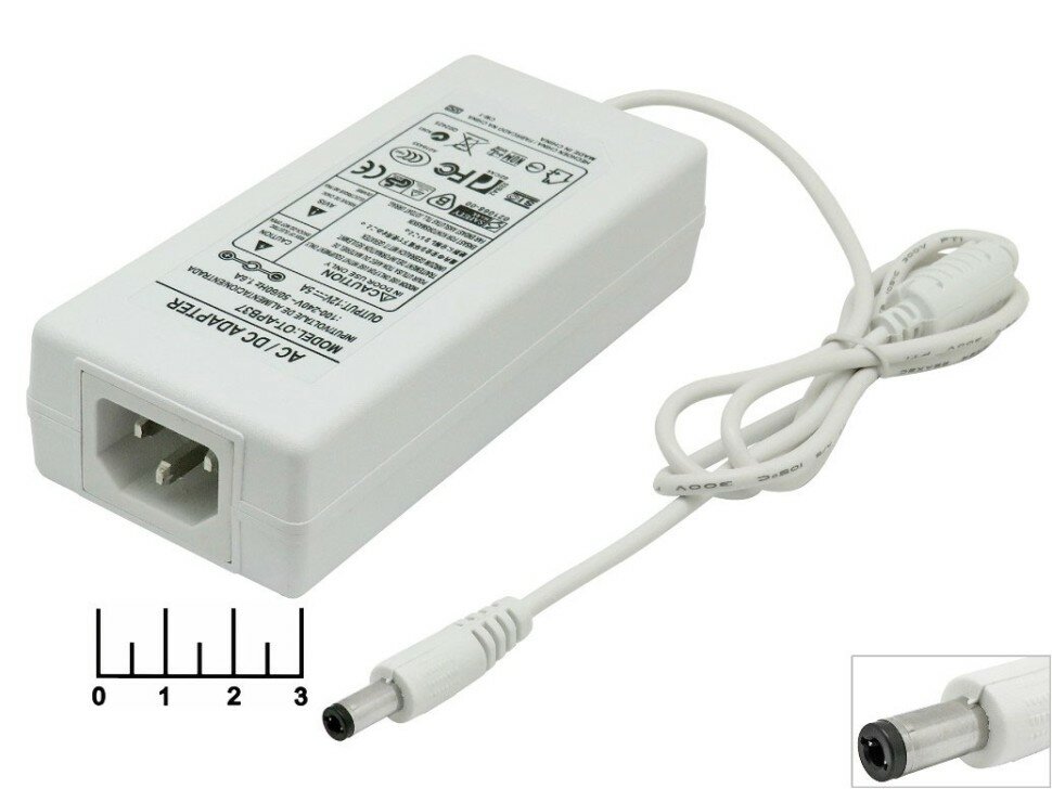 Блок питания 12V 5A TD-435/OT-APB37 импульсный (5.5*2.5) без шнура (C13) белый