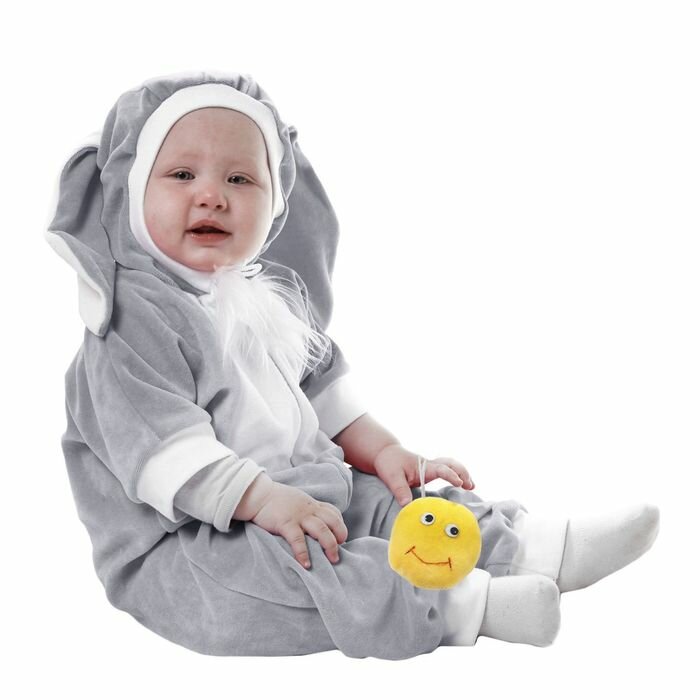 Карнавальный комбинезон для самых маленьких "Зайка серый" с игрушкой", велюр, рост 68-92 см, пушок и хвостик виды микс, 1235230